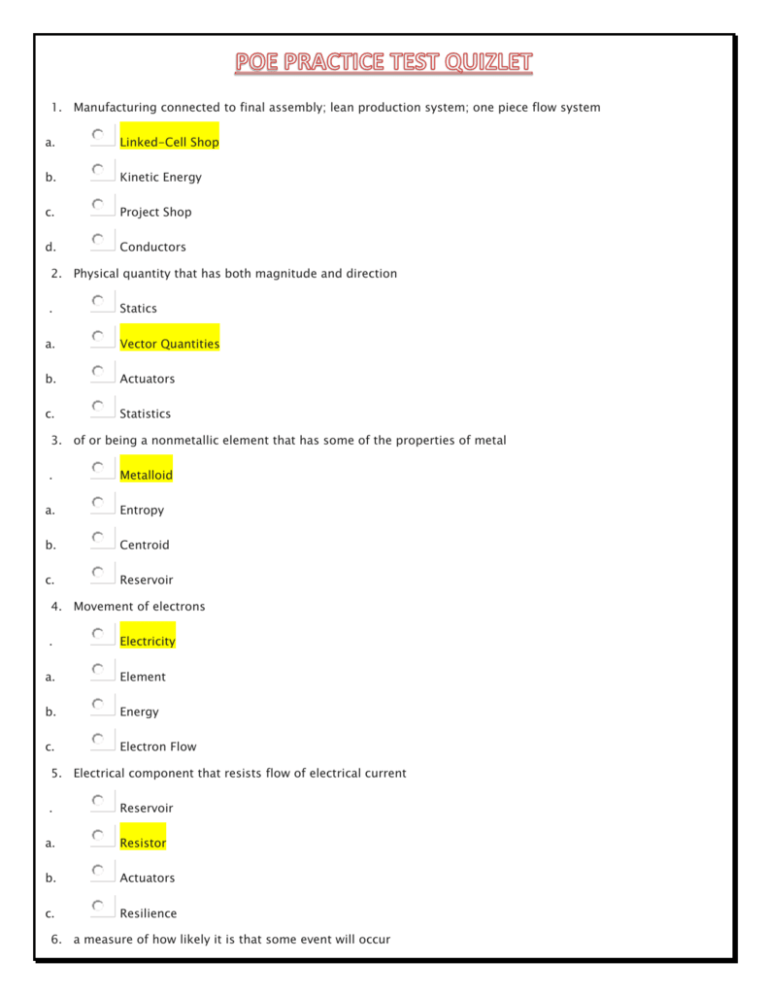 POE PRACTICE TEST QUIZLET answer Key POE PRACTICE TEST QUIZLET answer Key