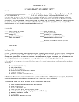 Informed Consent For Injection Therapy