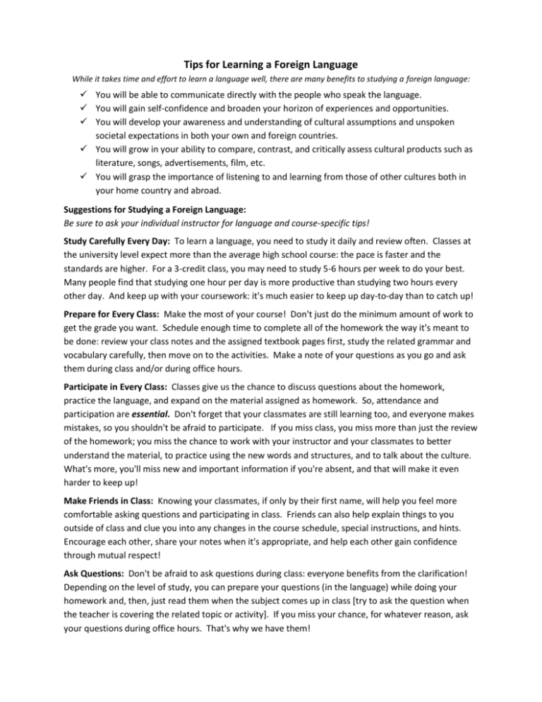 Study Tips for Foreign Languages