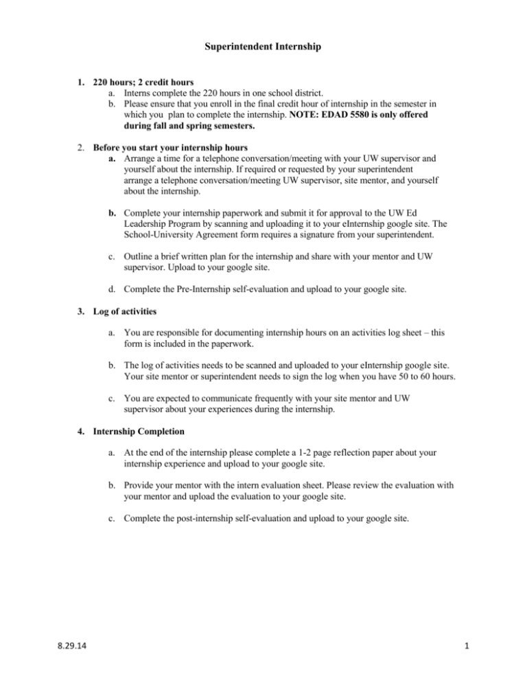 Internship Checklist For Principals