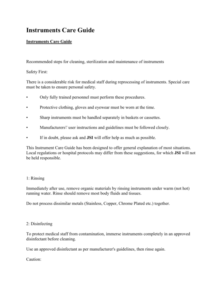 Instruments Care Guide
