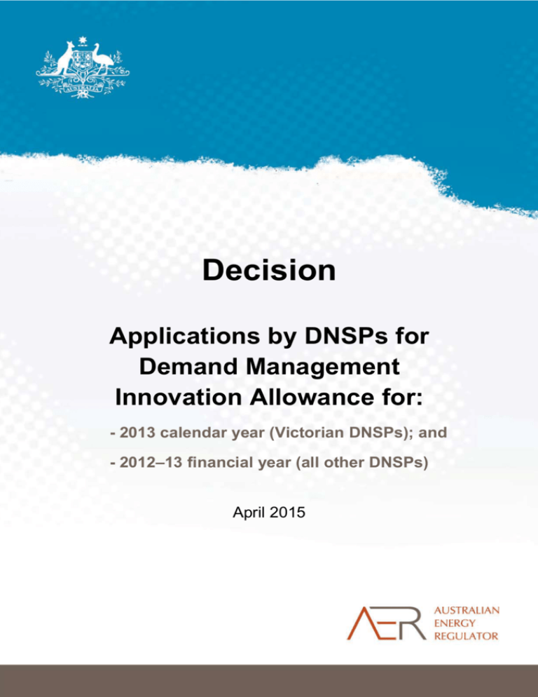 Demand Management Innovation Allowance Assessment report