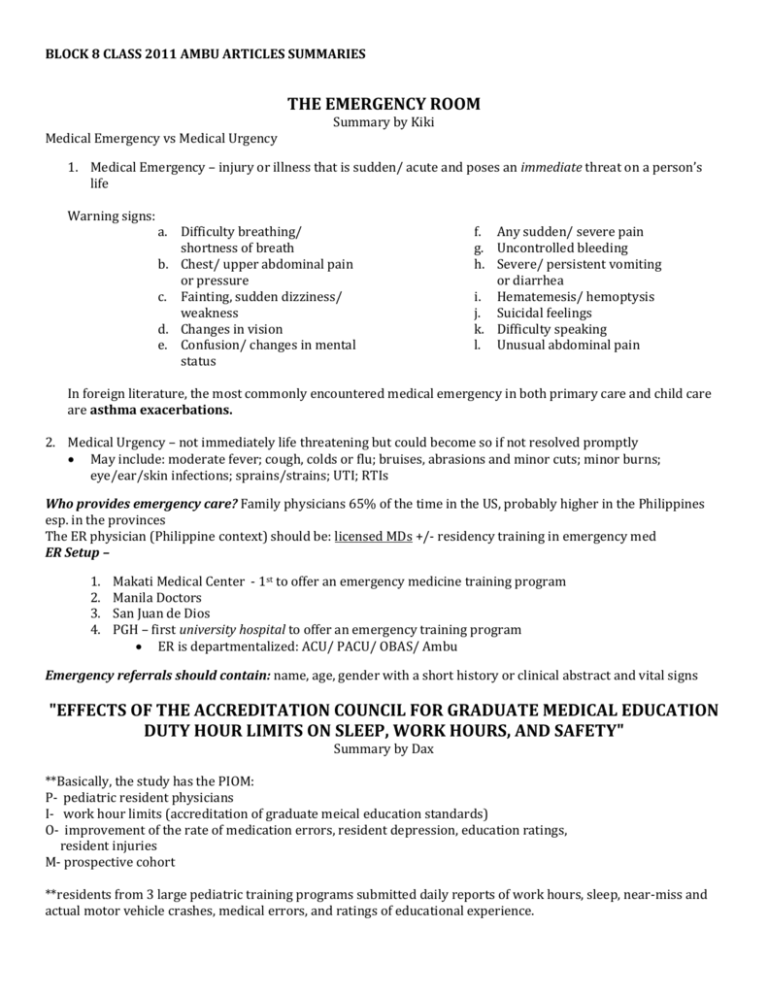 The Emergency Room