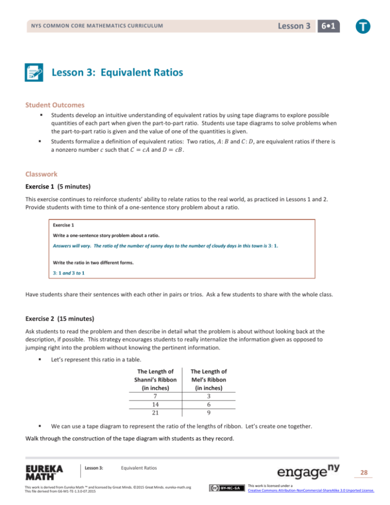 Lesson 3 Equivalent Ratios