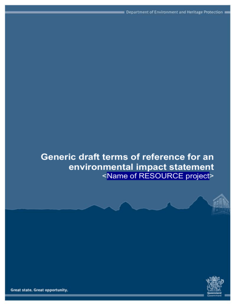 generic terms of reference - Department of Environment and