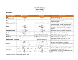 Harold's Statistics PDFs Cheat Sheet