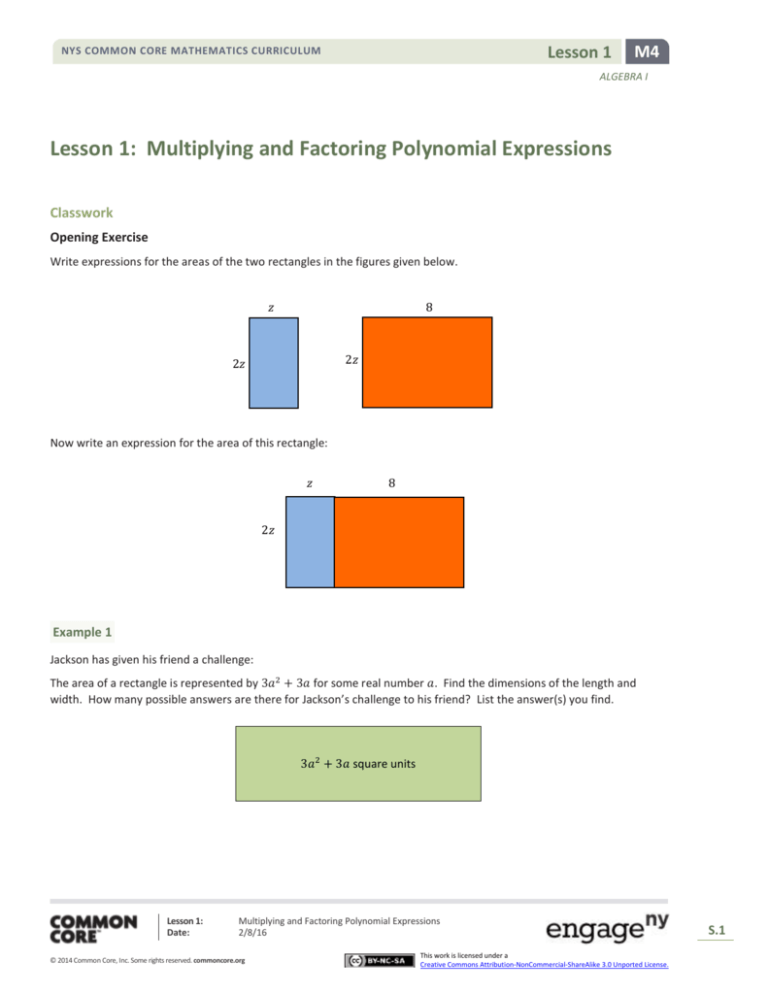 Algebra I Module 4 Topic A Lesson 1 Student Version