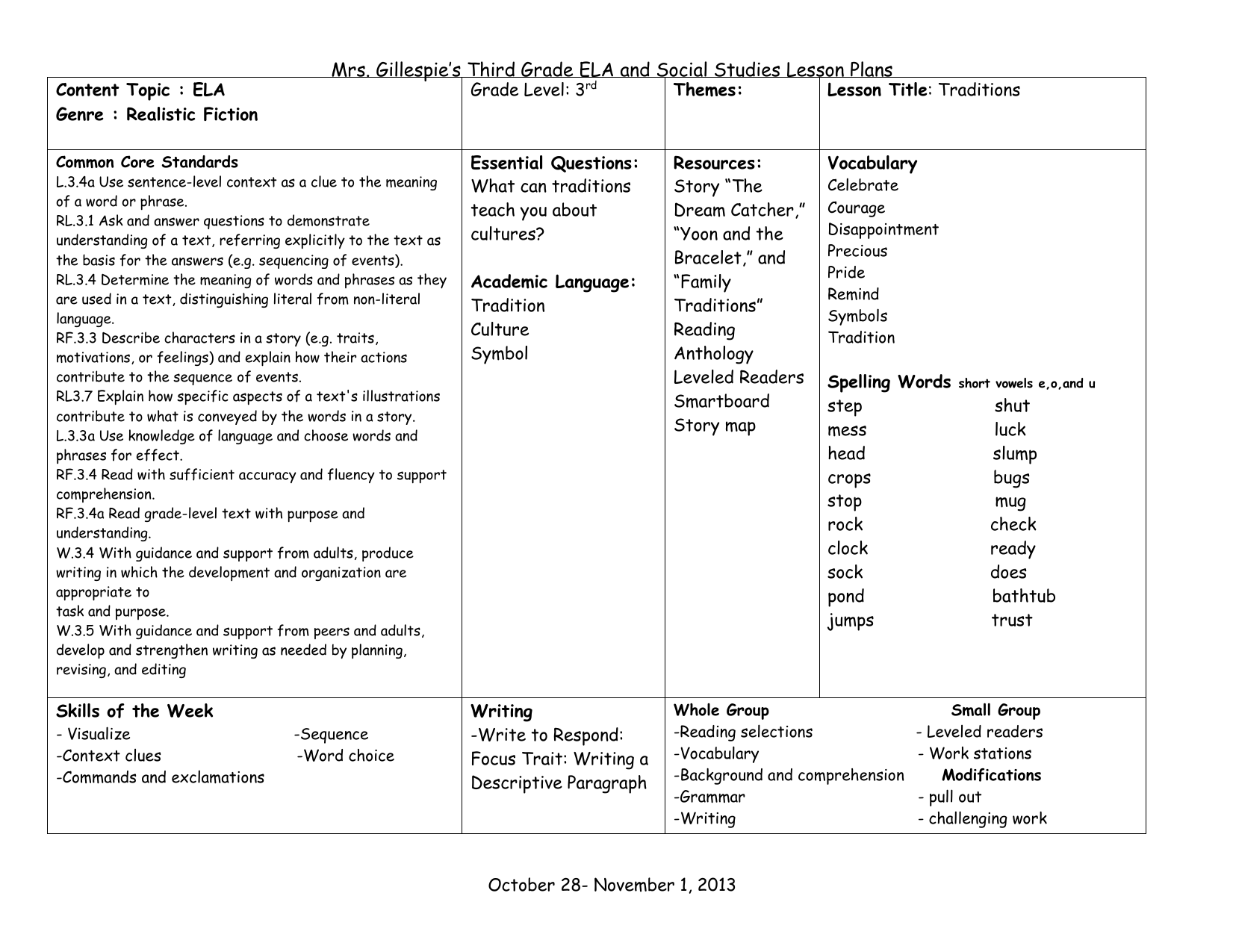 Mrs Gillespie s Third Grade ELA And Social Studies Lesson Plans