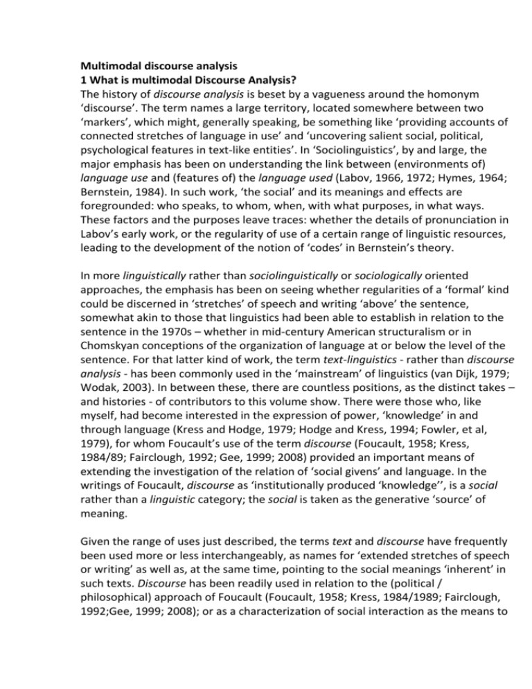 In Multimodal Discourse Analysis