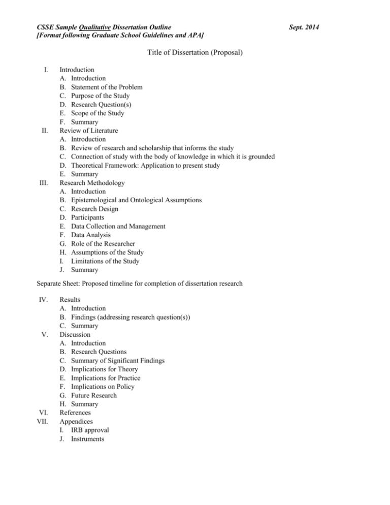 Dissertation Outlines Qualitative Quantitative