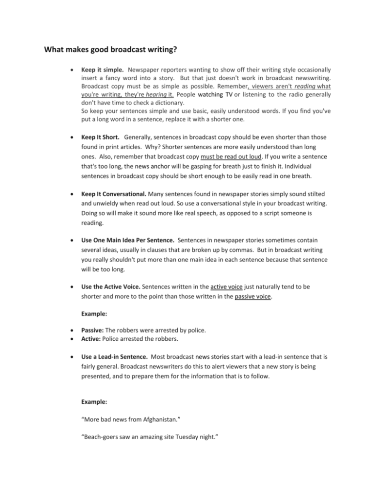 What Makes Good Broadcast Writing 