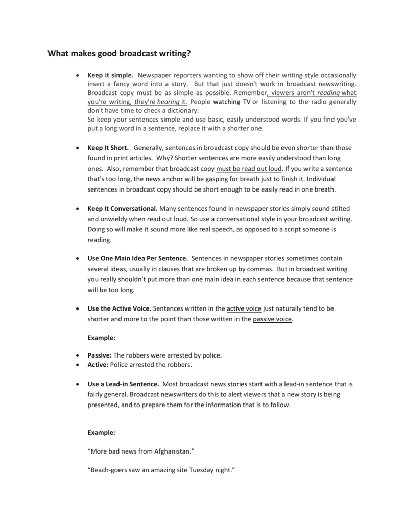 What Makes Good Broadcast Writing 