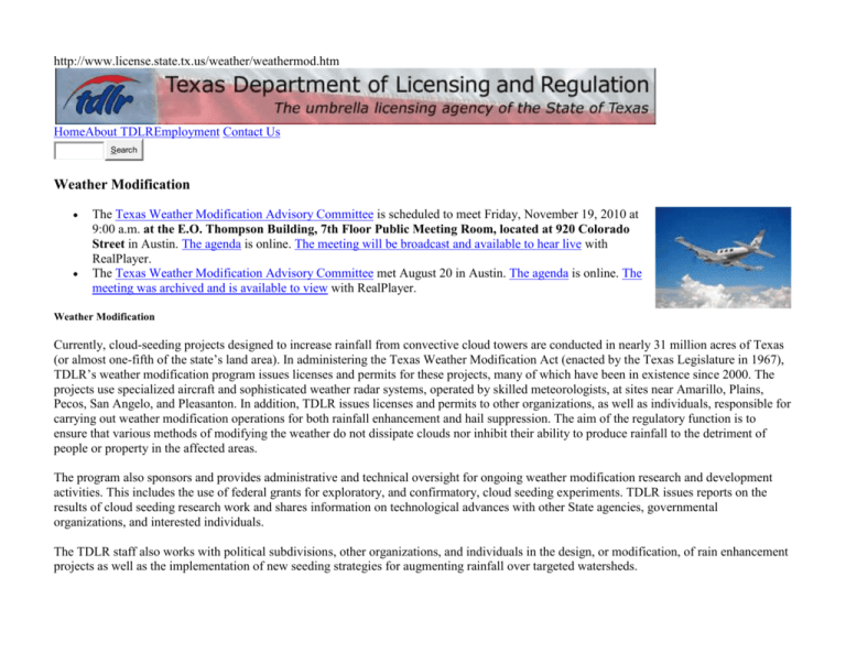 Weather Modification In Texas