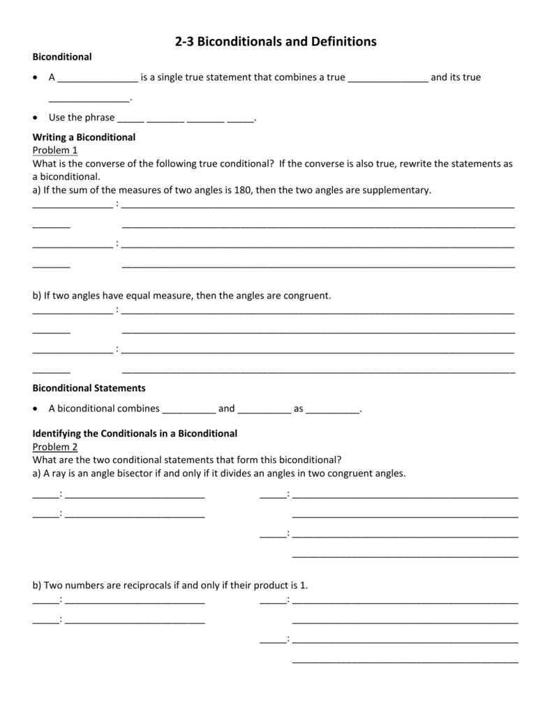 Writing A Biconditional