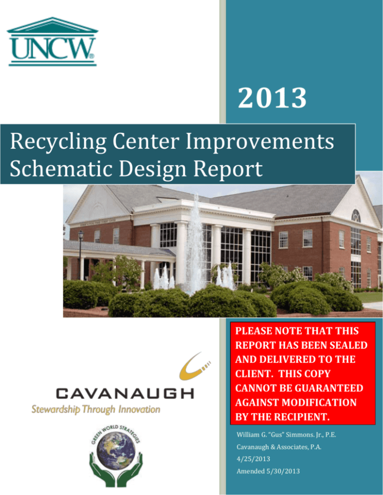 Recycling Center Improvements Schematic Design Report
