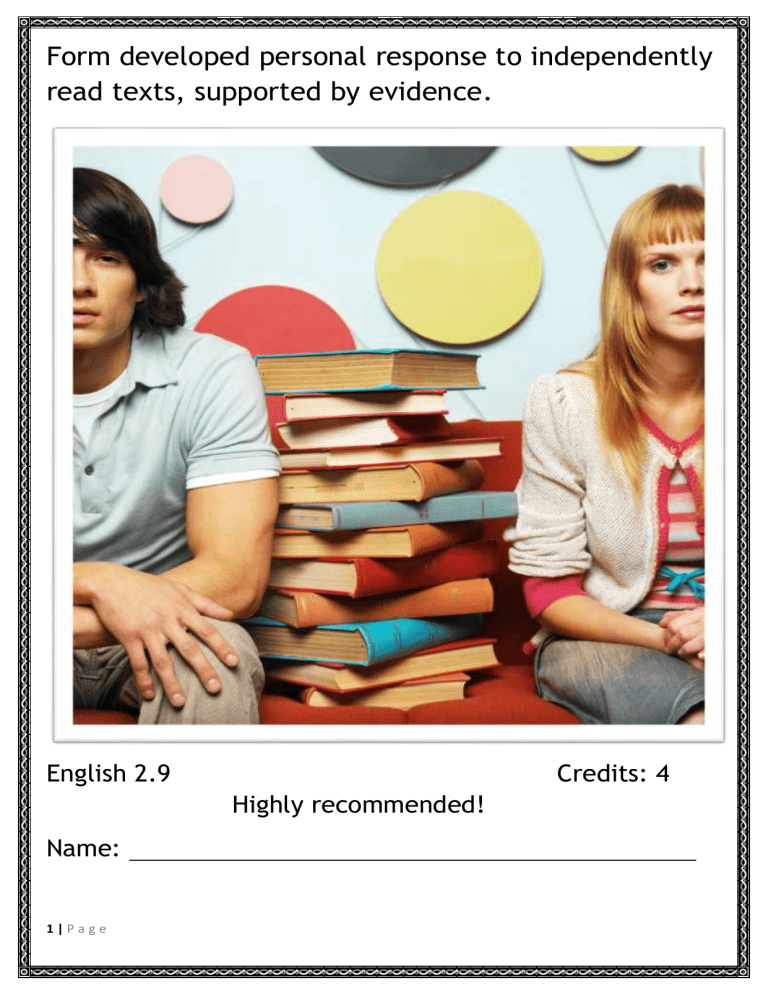 2.9 Personal Reading Booklet