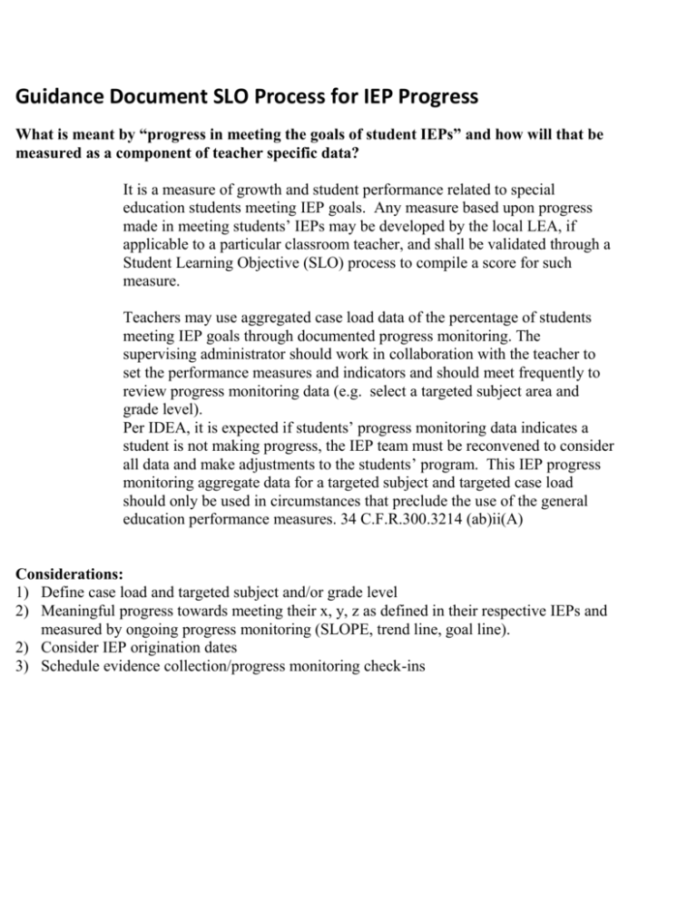 SLO for IEP Progress Guidance Document