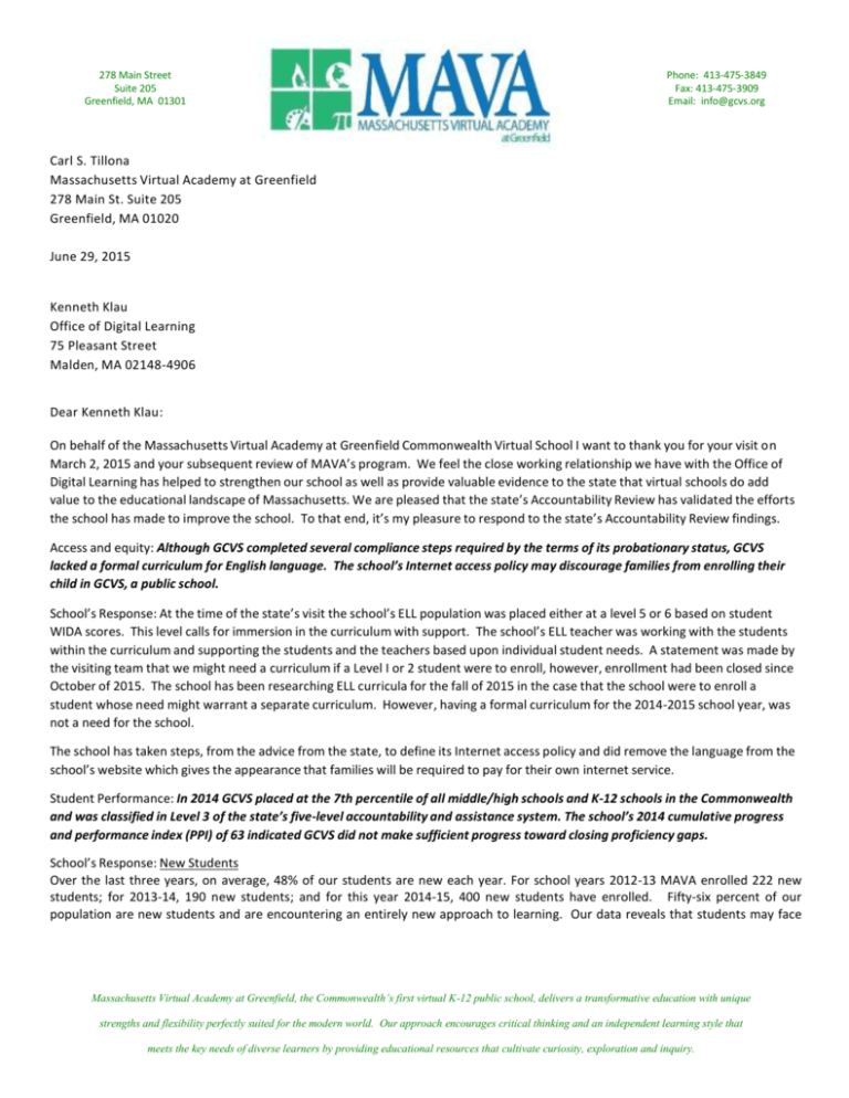 Response To March 2015 Accountability Review Report