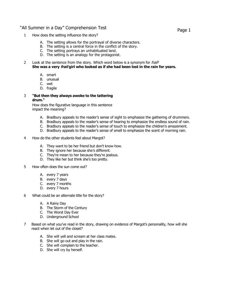 20 Question Multiple Choice Test