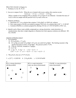 Worksheet - Percent Purity and Percent Yield
