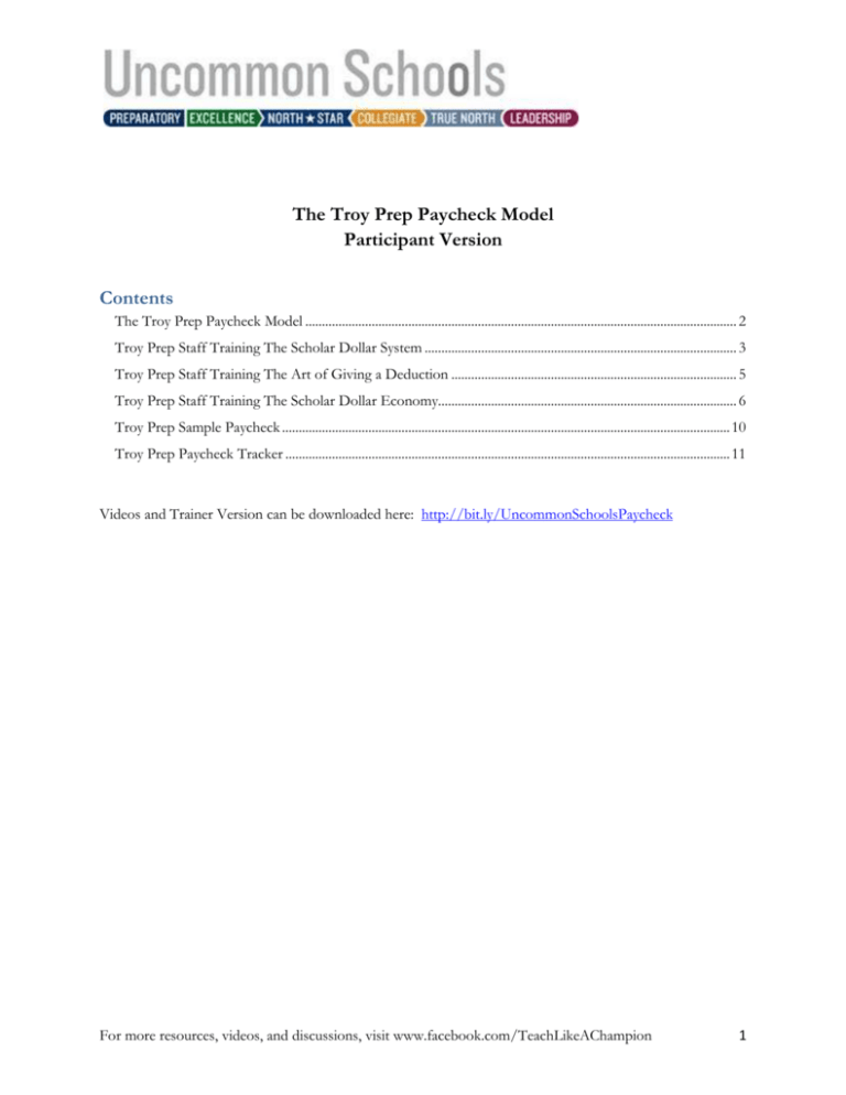 Troy Prep Paycheck Model: Behavior Management Training