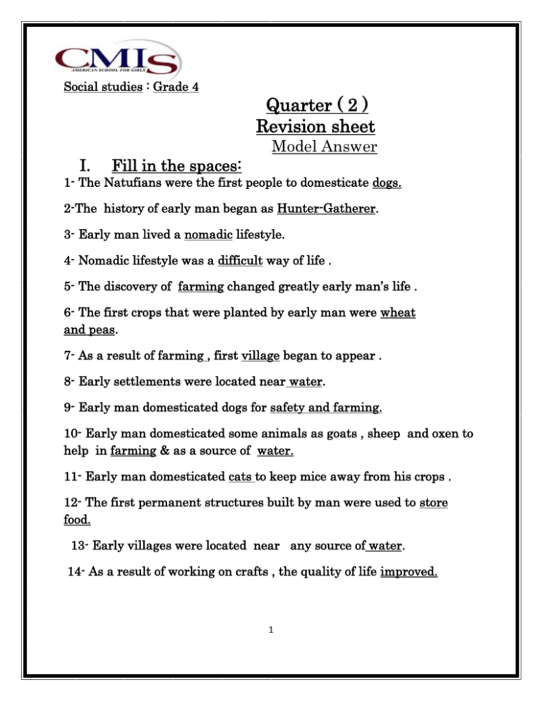 Model Answer Social Studies Rev Sheet Model Answer Social Studies Rev Sheet