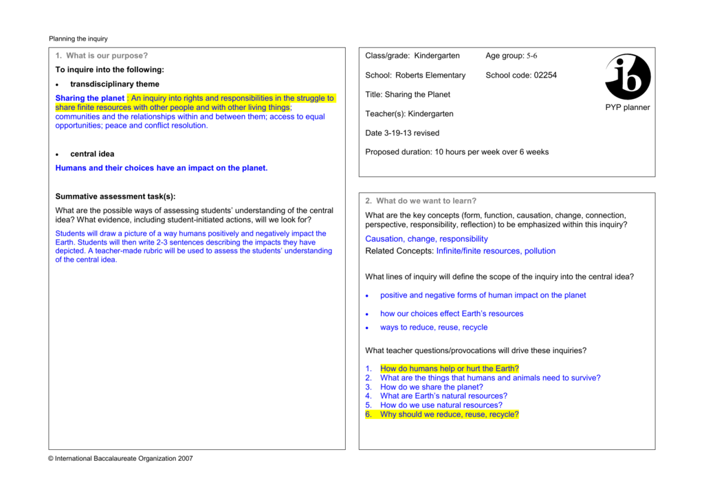 Sharing The Planet (K)4.16.13