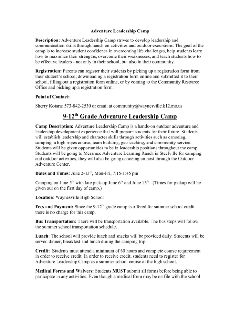F.A.Q: Adventure Leadership Camp