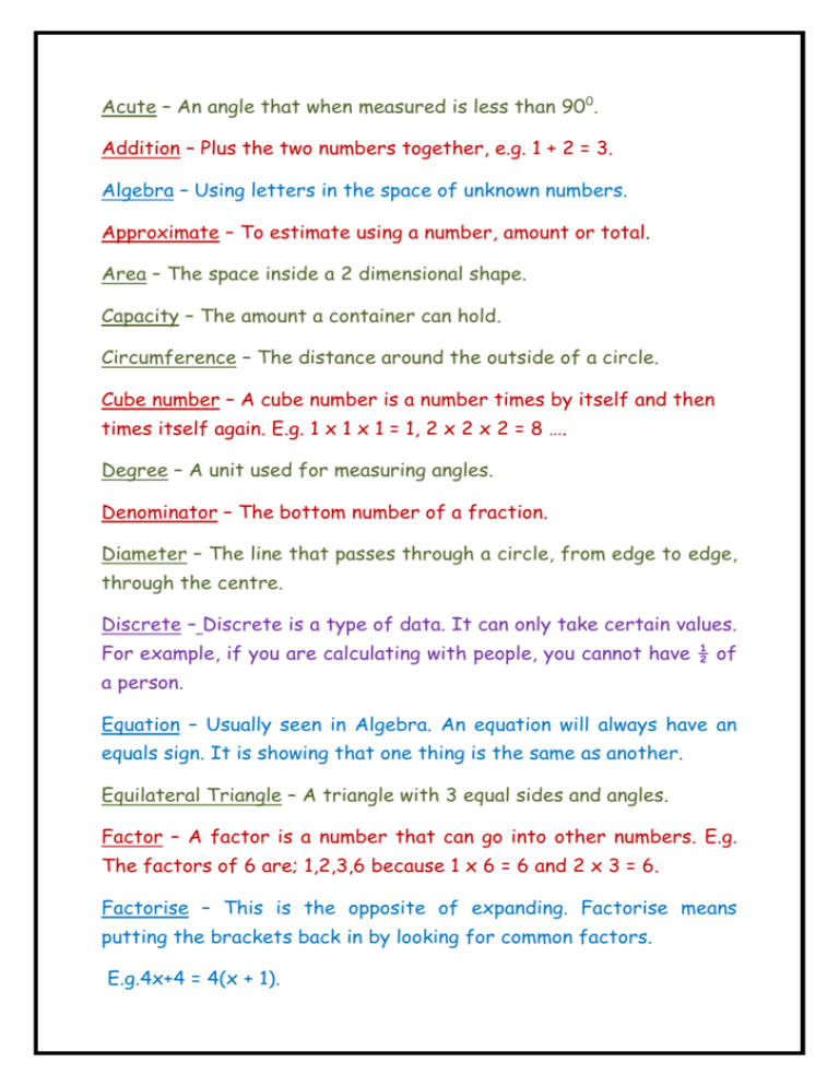 Maths Dictionary
