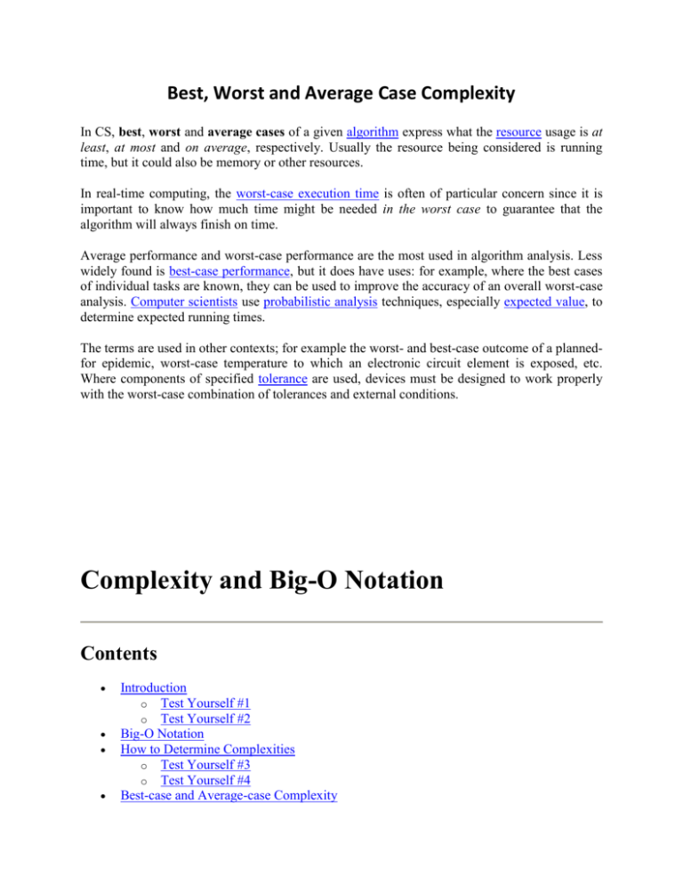Best Worst And Average Case Complexity