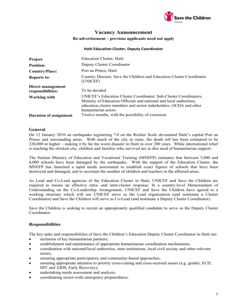 Vacancy Announcement