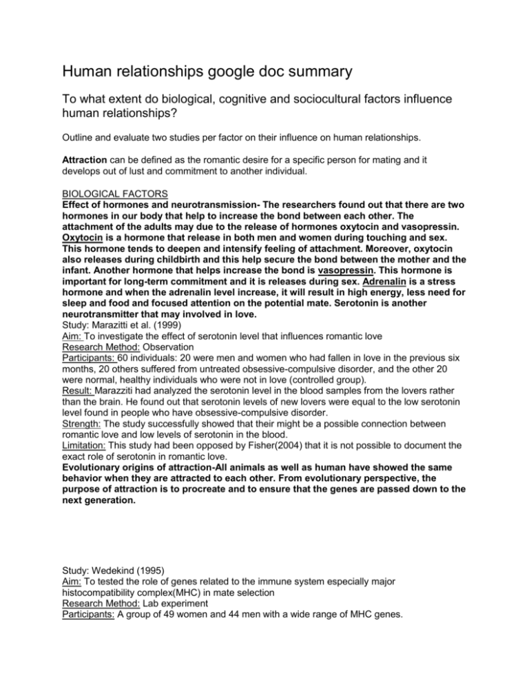 Human relationships google doc summary