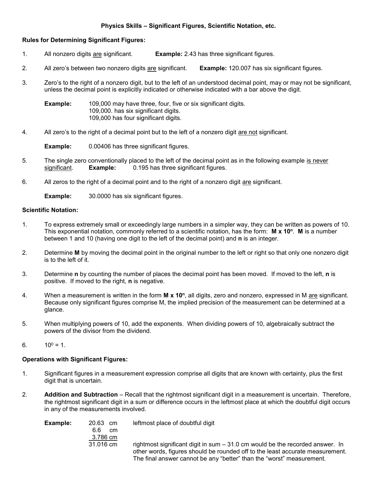 Physics Skills Significant Figures Scientific Notation Etc Physics Skills Significant Figures Scientific Notation Etc