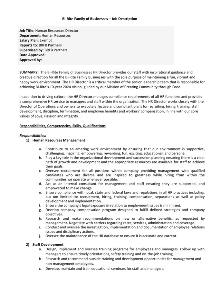 BRFB Human Resources Director