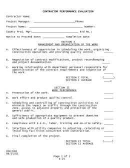 Example FORMAT FOR PERFORMANCE WORK STATEMENT (PWS)