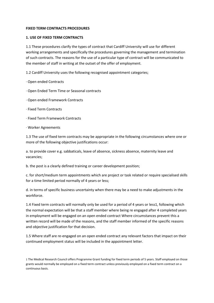 Fixed Term Contract Procedures Fixed Term Contract Procedures