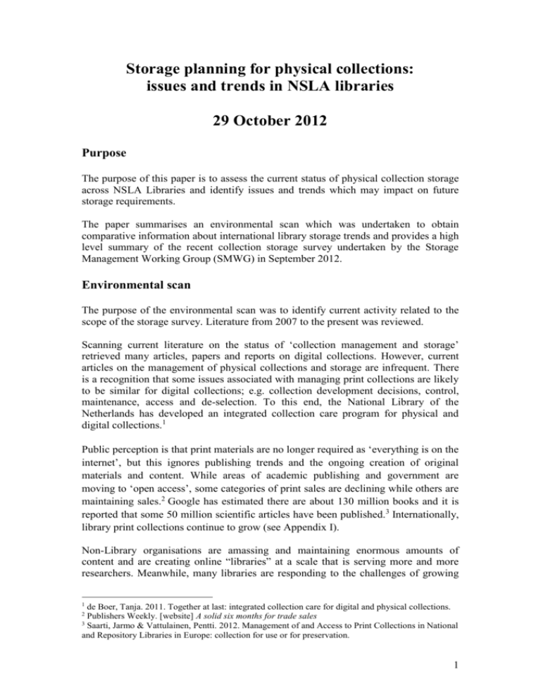 Storage planning for physical collections