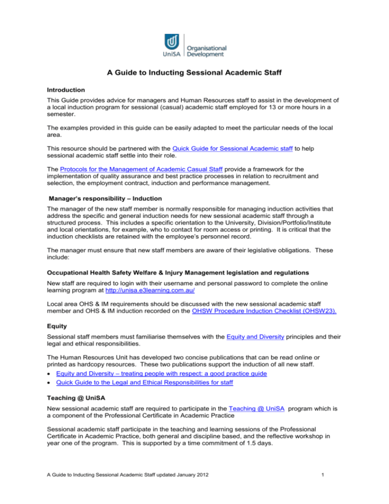 Designing an induction program for sessional academic staff