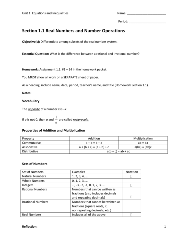 Section 1 1 Real Numbers And Number Operations Section 1 1 Real Numbers And Number Operations