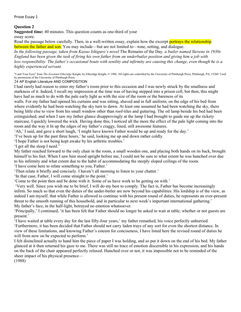 Prose Essay 1 Livaudais English Classroom