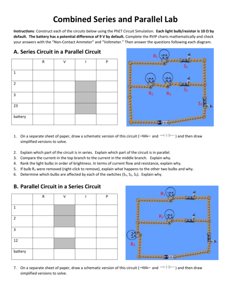 Series Parallel Combination Circuits Lab 10 Circuit Diagram