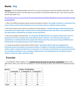 AP Simpson Diversity Index Lab 11-12