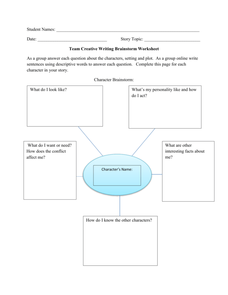 Brainstorm Worksheet