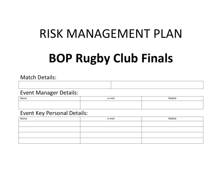 RISK MANAGEMENT PLAN