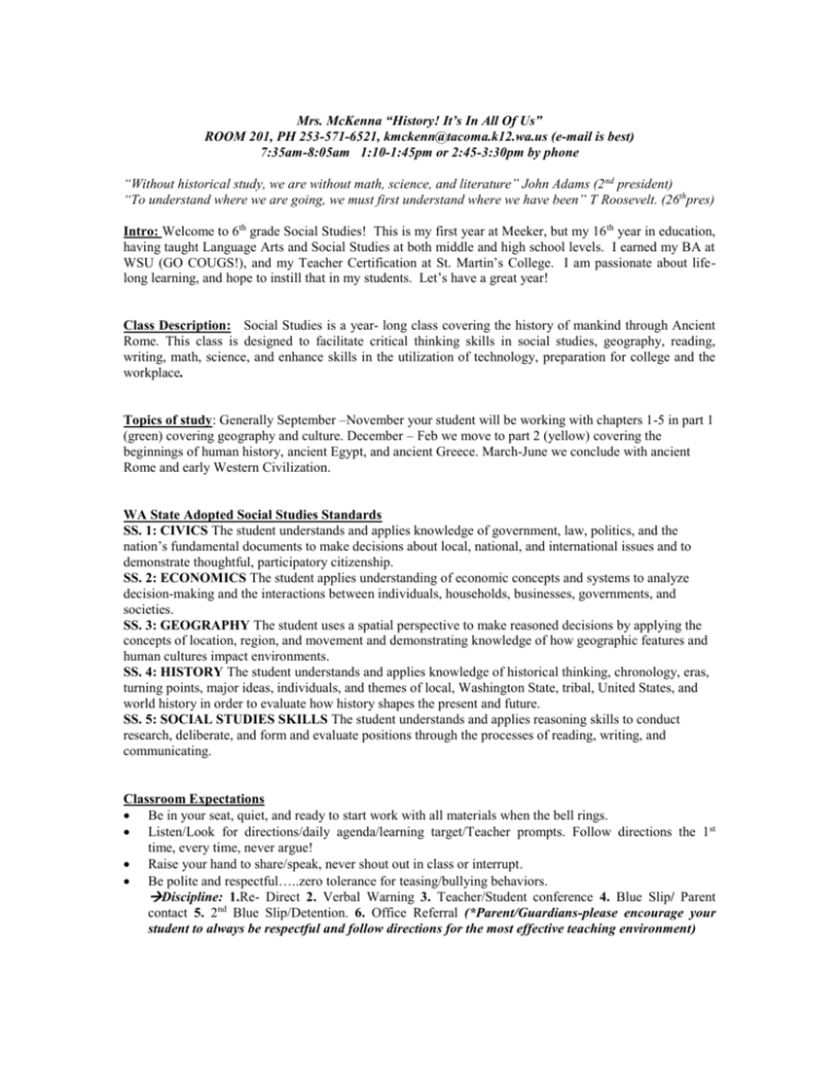 6th Grade Syllabus 2015 6th Social Studies Meeker Syllabus 6th Grade Syllabus 2015 6th Social Studies Meeker Syllabus