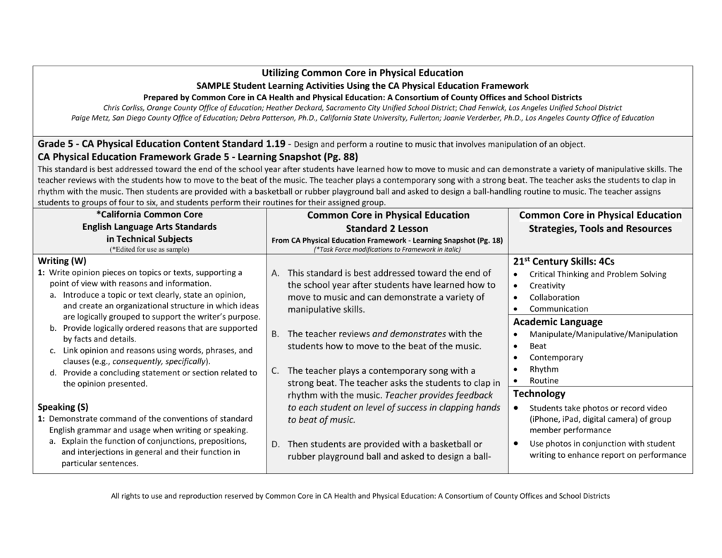 Grade 5 Standard 1 19 Los Angeles Unified School District