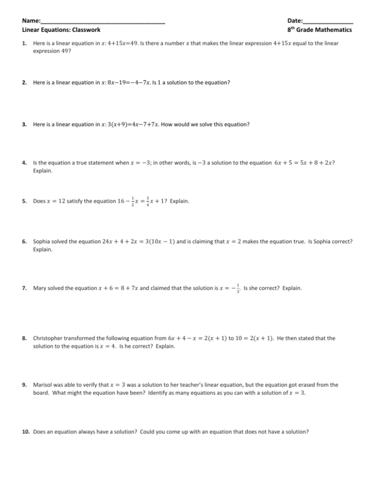 Linear Equations