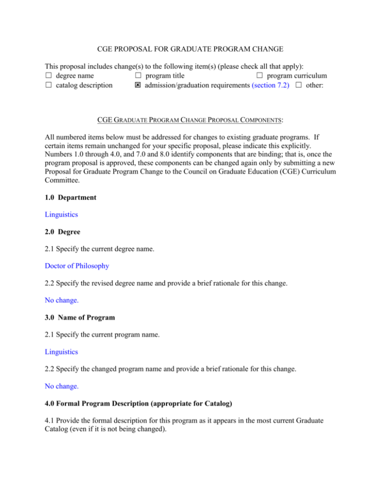 PhD Linguistics Program Revision - Proposal