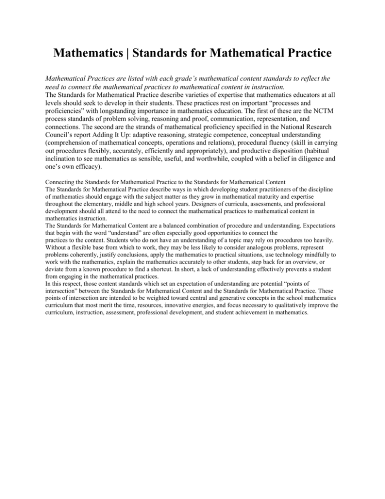 Standards of Mathematical Practice