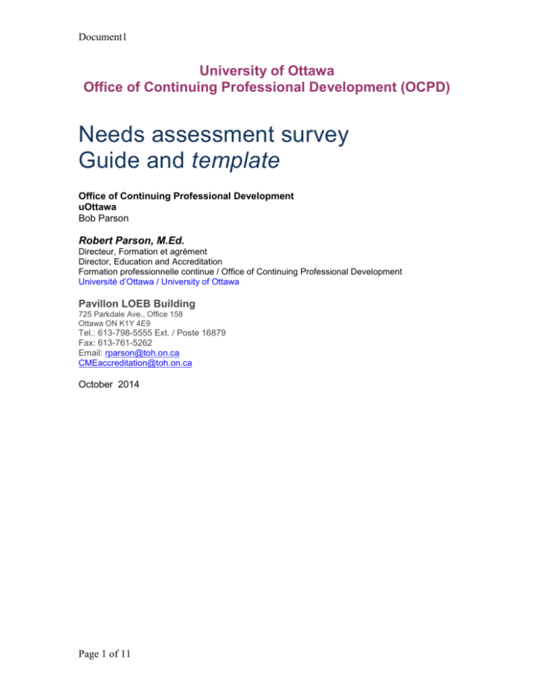 Needs Assessment Survey (Perceived) Template